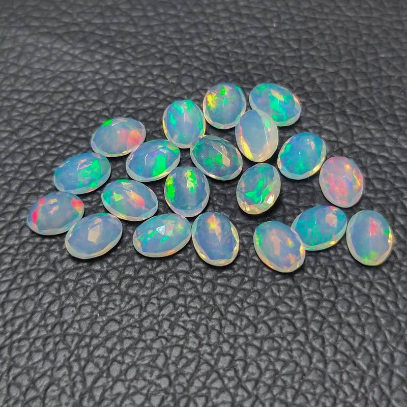 6x8mm Ethiopian Opal Faceted Oval Loose Gemstones For Jewelry Making