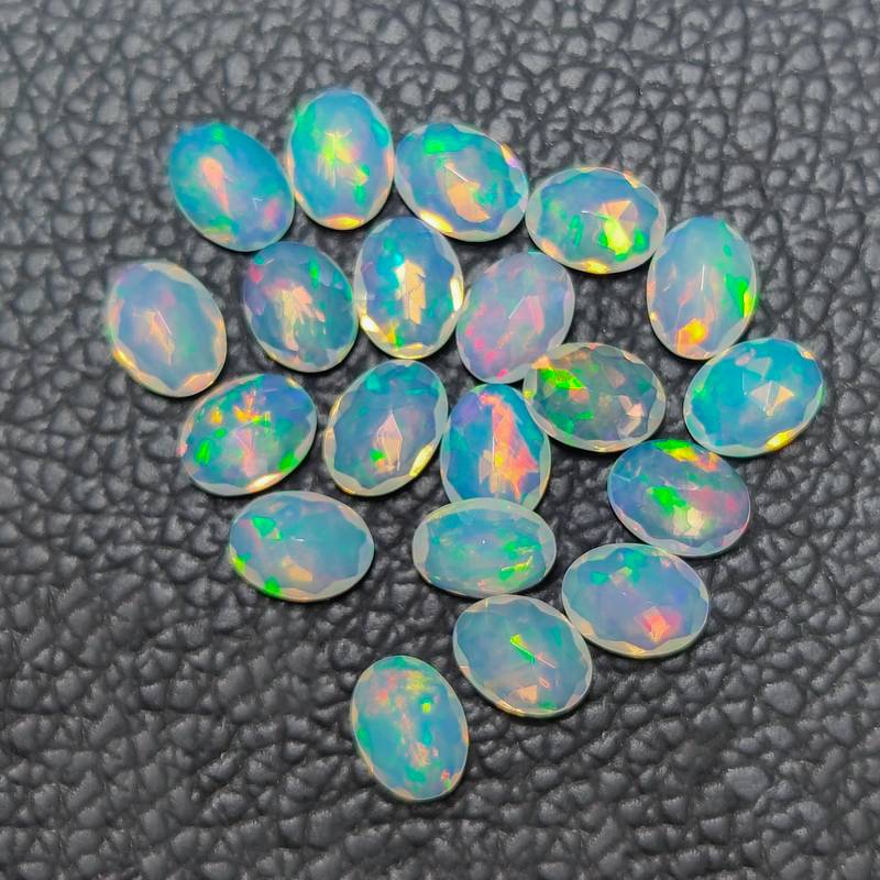 6x8mm Ethiopian Opal Faceted Oval Loose Gemstones For Jewelry Making
